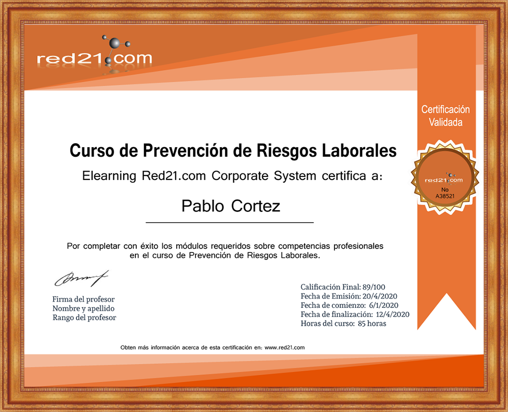 Curso online de Prevención de Riesgos Laborales.